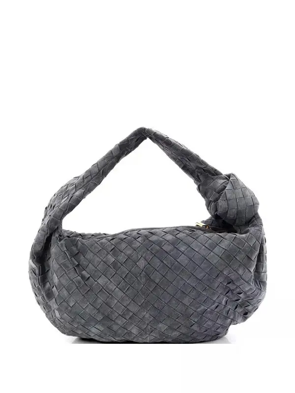 Bottega Veneta Bv Jodie Intrecciato Suede Medium Hobo Bag - Grey