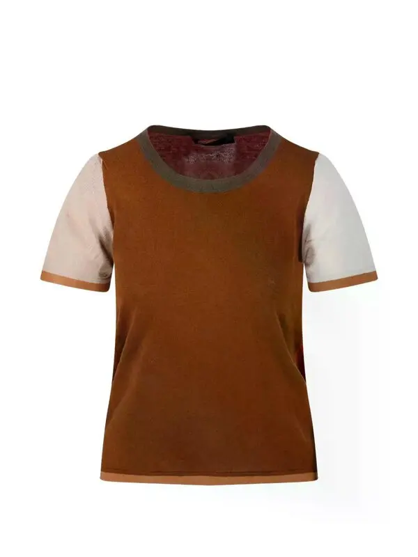 FABRIZIO DEL CARLO Colour-block T-shirt - Brown