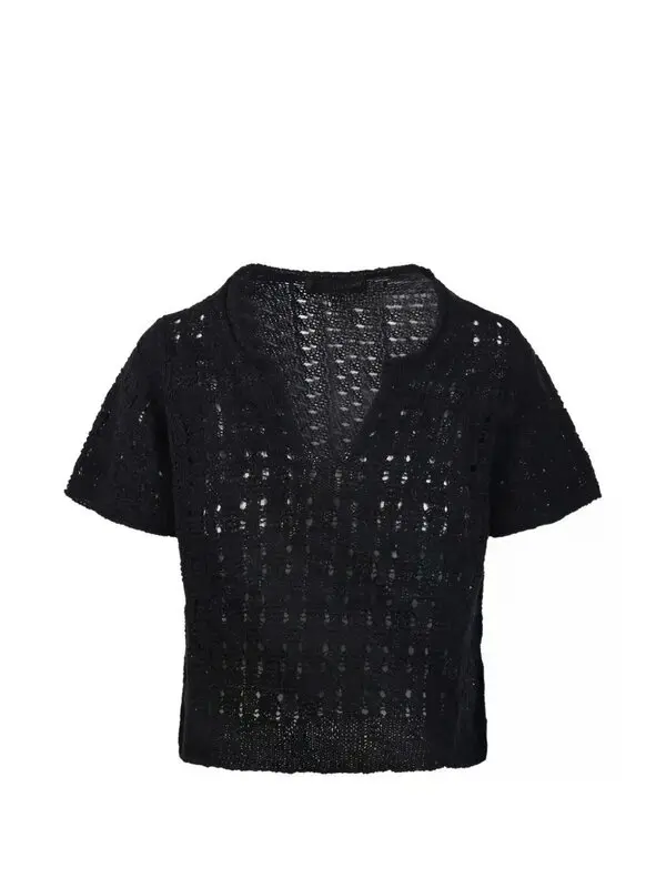FABRIZIO DEL CARLO V-neck Knit Top - Black