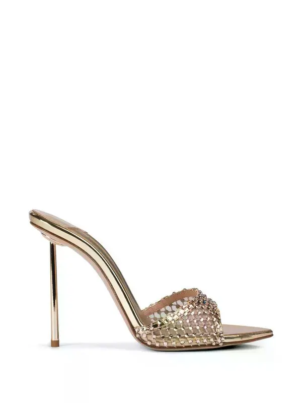LE SILLA Gilda Embellished Net Sandals - Gold