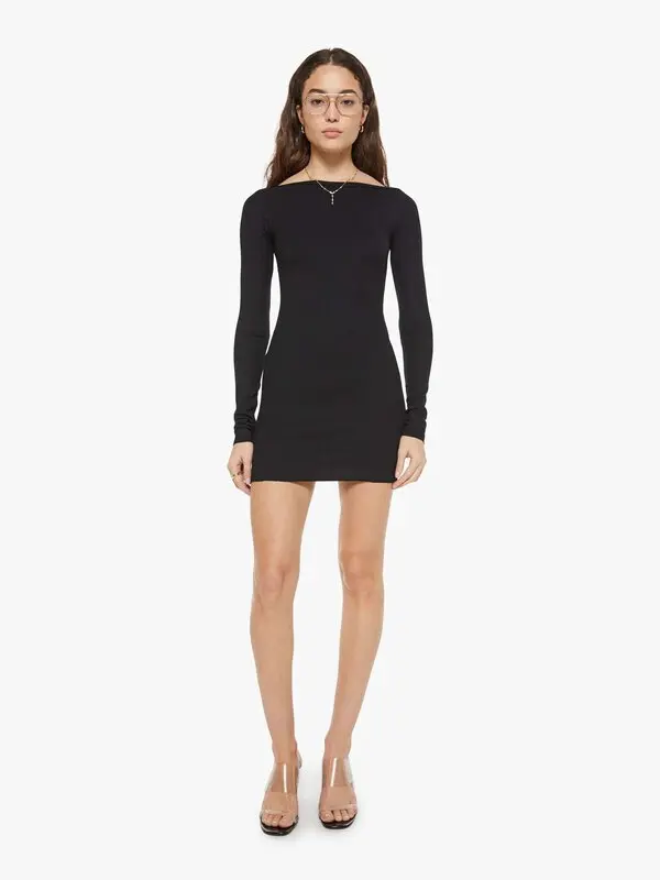 Eterne Terne Long Sleeve Boatneck Mini Dress - Black
