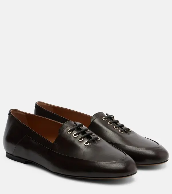 JIL SANDER Leather Lace-up Loafers - Brown