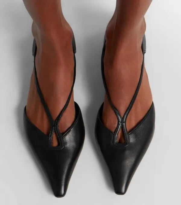 Max Mara Amatassa Leather Ballet Flats - Black