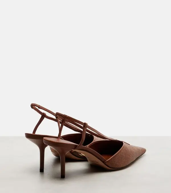 Max Mara Gitano Leather-trimmed Slingback Pumps