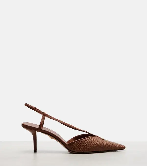 Max Mara Gitano Leather-trimmed Slingback Pumps