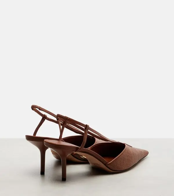 Max Mara Leather-trimmed Slingback Pumps - Brown