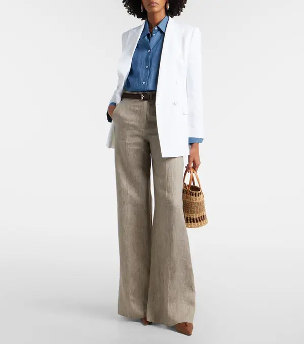 Max Mara Leather-trimmed Slingback Pumps