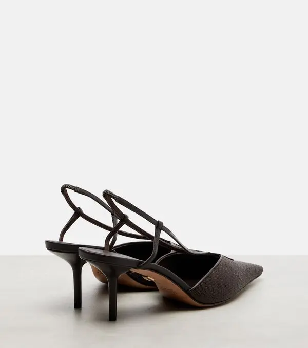 Max Mara Agitano Raffia Slingback Pumps