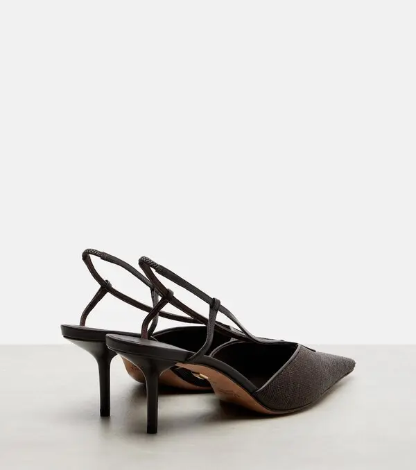 Max Mara Raffia Slingback Pumps - Brown