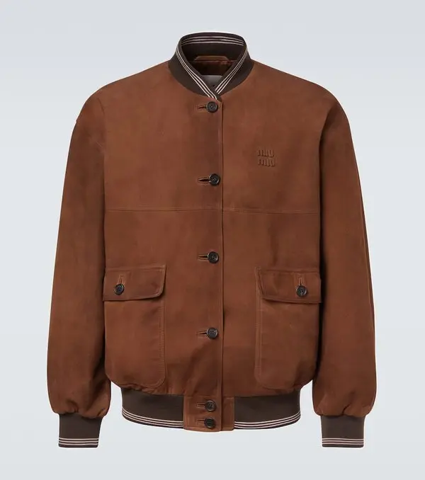 Miu Miu Suede Bomber Jacket - Brown