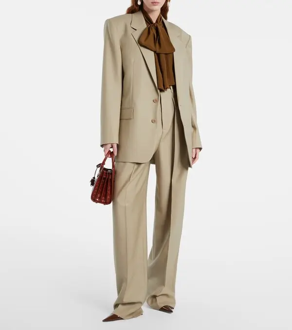 Saint Laurent Wool And Silk Wide-leg Pants