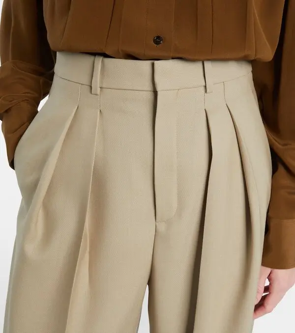 Saint Laurent Wool And Silk Wide-leg Pants