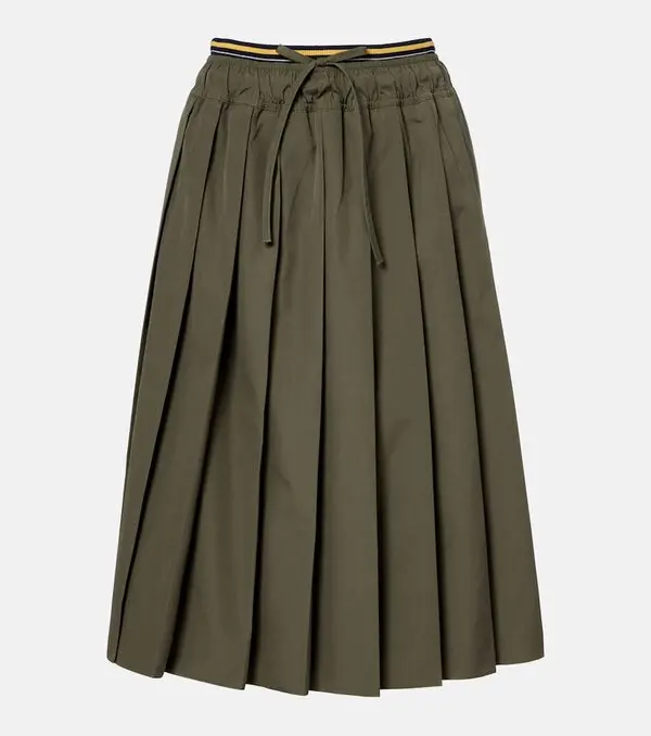 Prada Pleated Poplin Midi Skirt