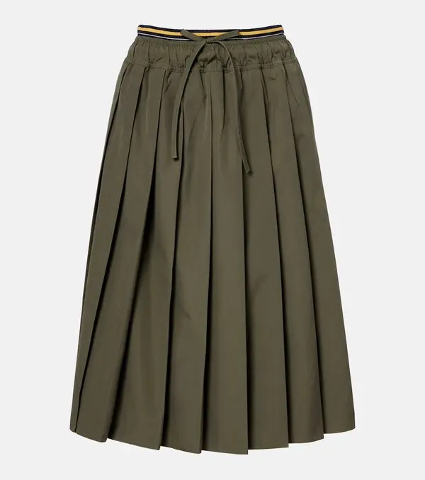 Prada Pleated Poplin Midi Skirt - Green
