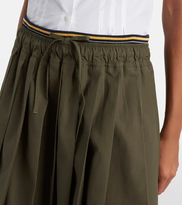 Prada Pleated Poplin Midi Skirt - Green