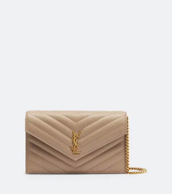 Saint Laurent Cassandre Envelope Wallet On Chain - Beige
