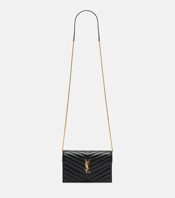 Saint Laurent Cassandre Envelope Chain Wallet - Black
