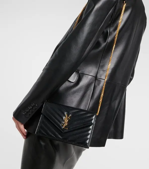 Saint Laurent Cassandre Envelope Wallet On Chain - Black
