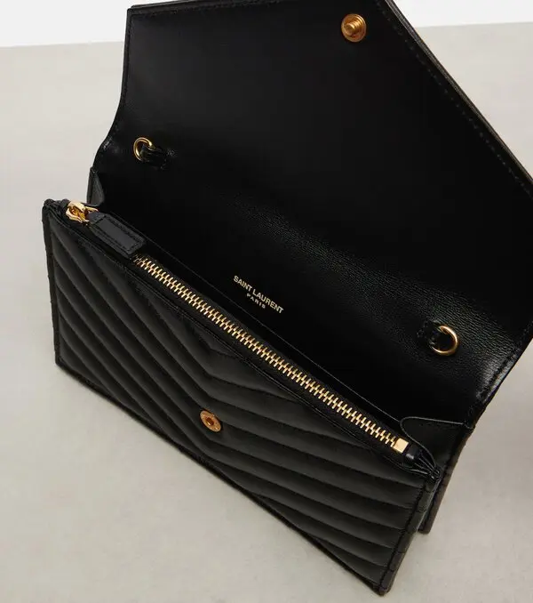 Saint Laurent Cassandre Envelope Wallet On Chain - Black