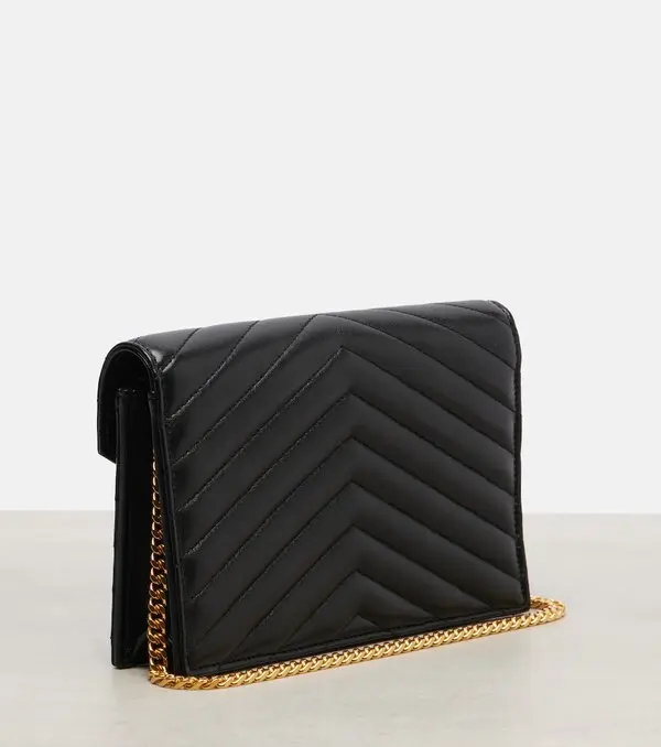 Saint Laurent Cassandre Envelope Wallet On Chain - Black