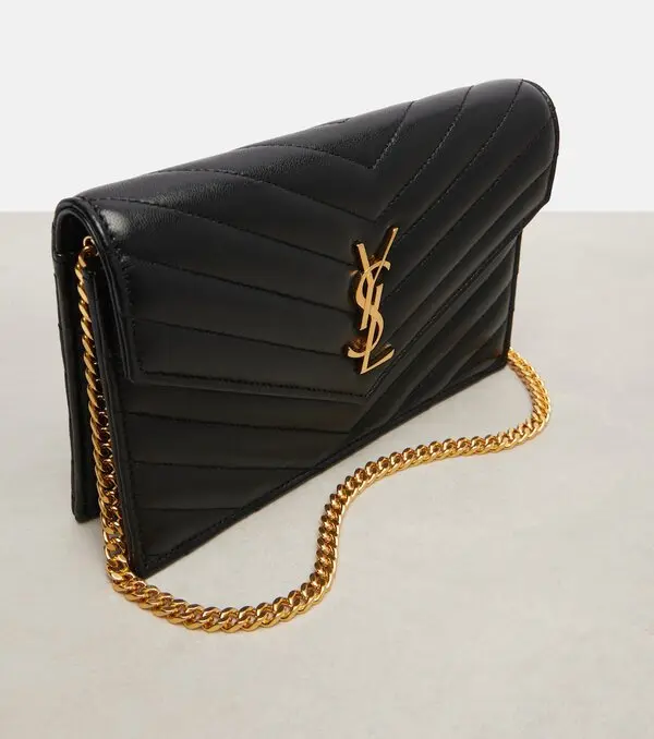 Saint Laurent Cassandre Envelope Wallet On Chain - Black