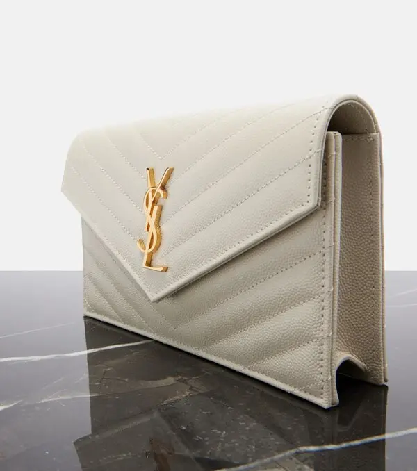 Saint Laurent Cassandre Envelope Leather Wallet On Chain