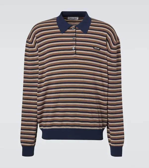 Miu Miu Striped Virgin Wool Polo Sweater - Multicoloured