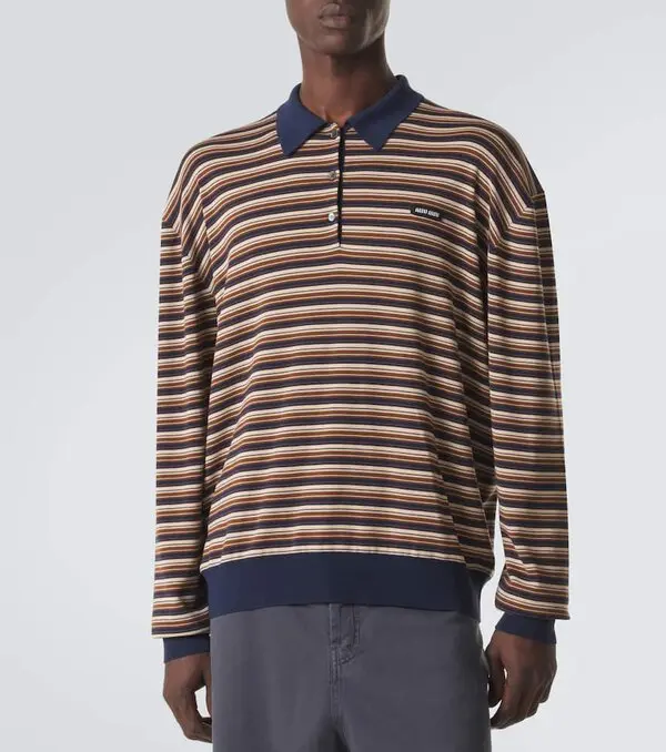 Miu Miu Striped Virgin Wool Polo Sweater