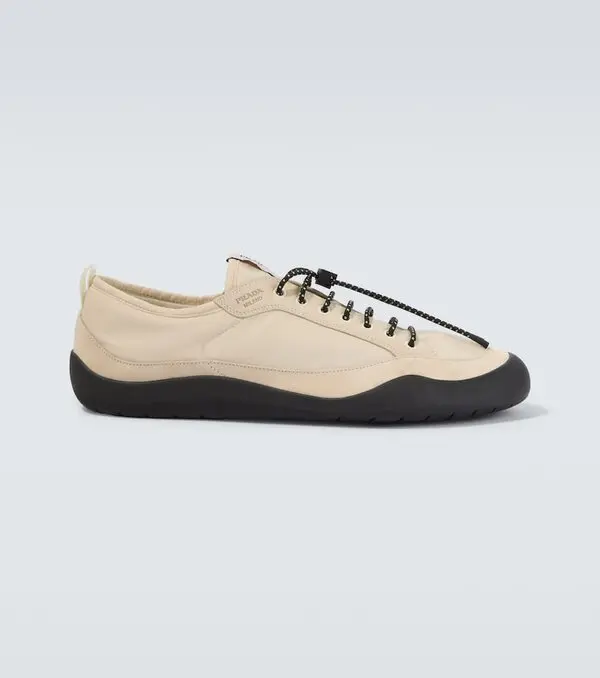 Prada Speedrock Re-nylon And Suede Sneakers - Beige