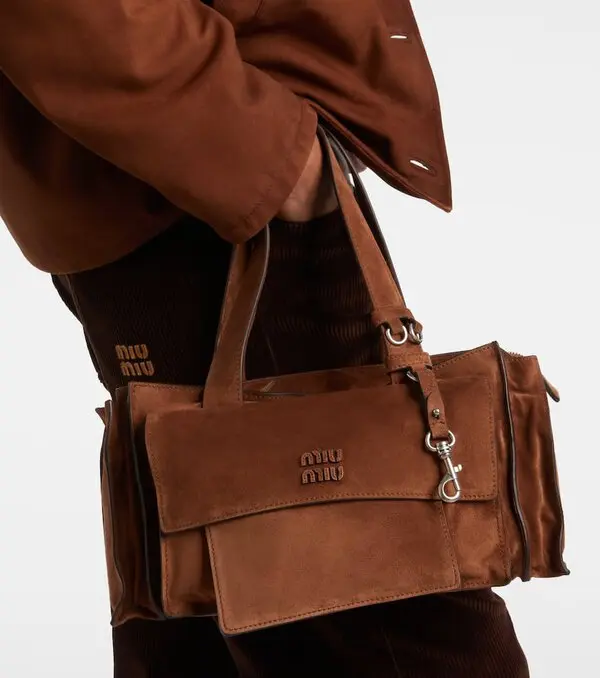 Miu Miu Utilitaire Suede Shoulder Bag