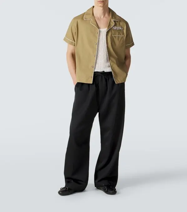 Simone Rocha Embellished Cotton Bowling Shirt