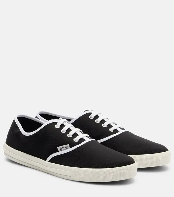 Prada Canvas Lace-up Sneakers - Black