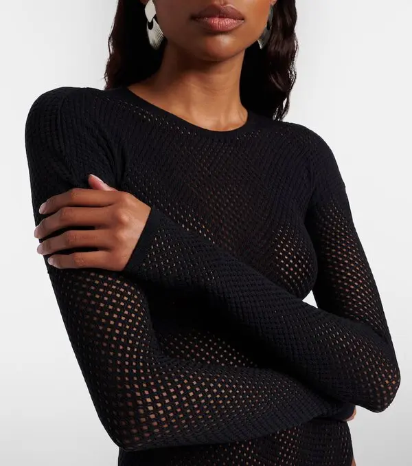 Wardrobe.NYC Open-knit Wool-blend Bodysuit