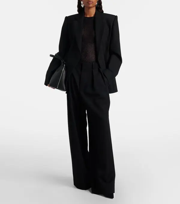 Wardrobe.NYC Open-knit Wool-blend Bodysuit