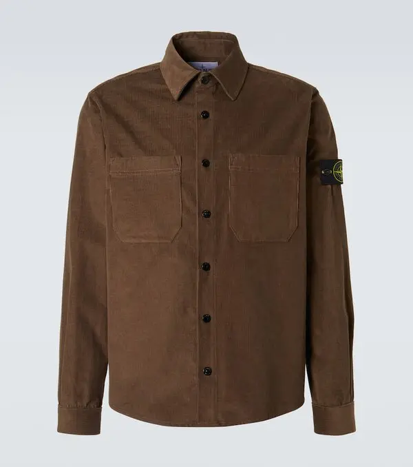 Stone Island Compass Cotton Corduroy Overshirt - Brown