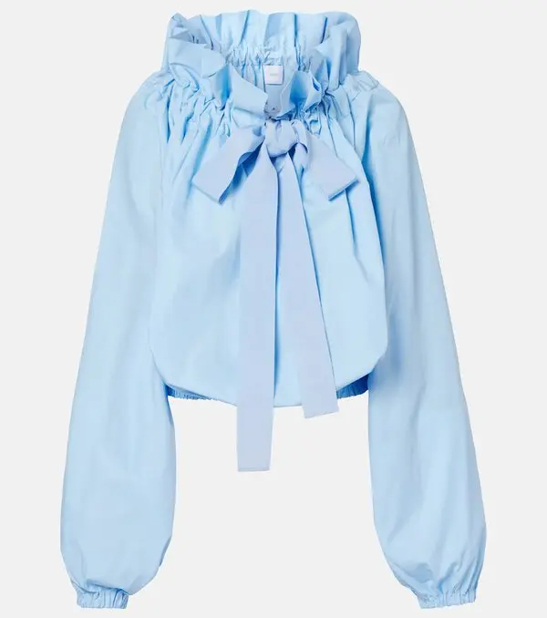 PATOU Tie-neck Cotton Blouse - Blue