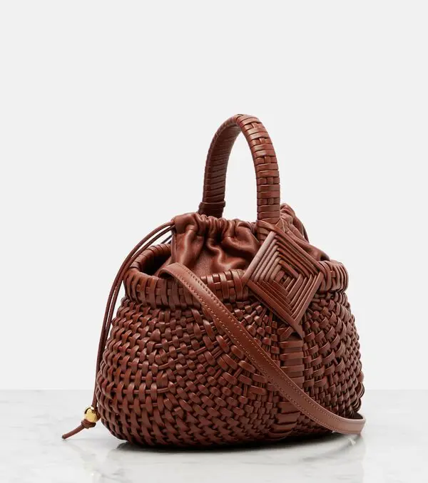 Loewe Diamond Round Mini Leather Basket Bag