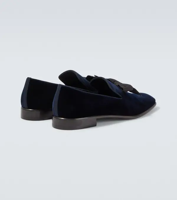 CHRISTIAN LOUBOUTIN December First Bow-detail Velvet Loafers - Blue
