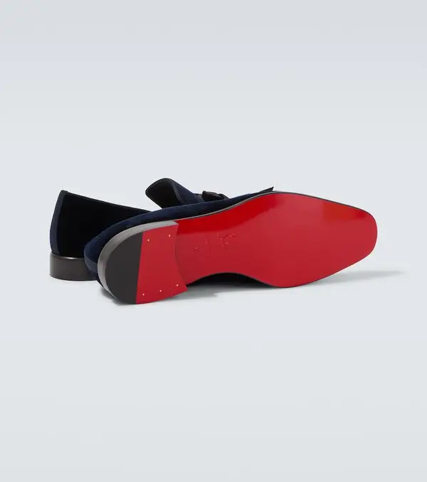 CHRISTIAN LOUBOUTIN December First Bow-detail Velvet Loafers - Blue