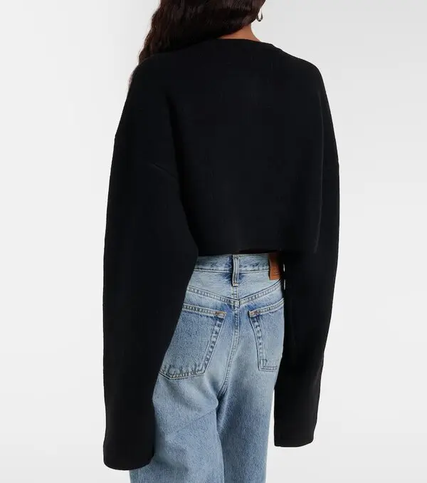 TOTEME Cropped Wool-blend Cardigan - Black