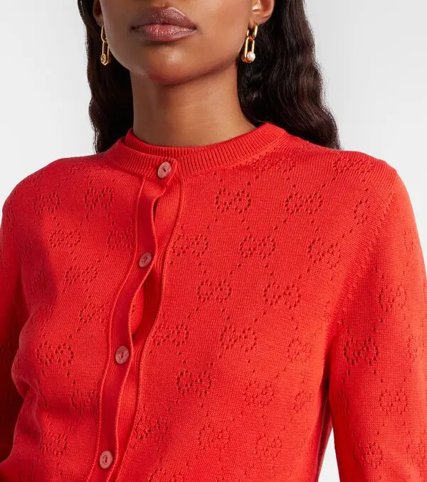 Gucci Gg Pointelle Silk And Cotton Cardigan