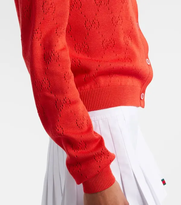 Gucci Gg Pointelle Silk And Cotton Cardigan