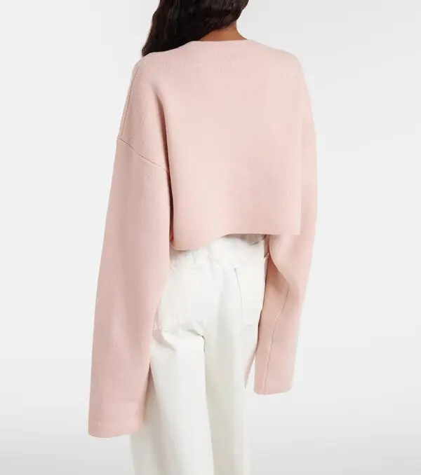 TOTEME Cropped Wool-blend Cardigan - Pink