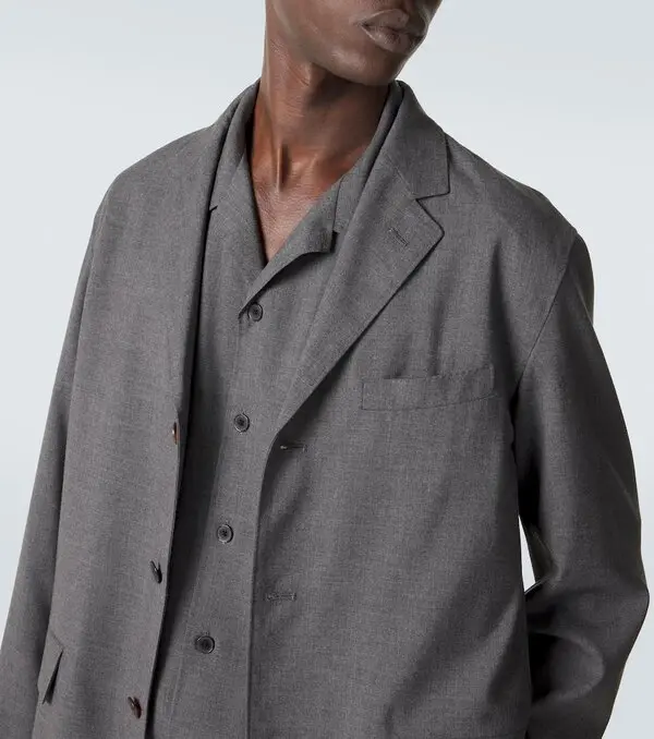 Auralee Cashmere Poplin Blazer - Grey