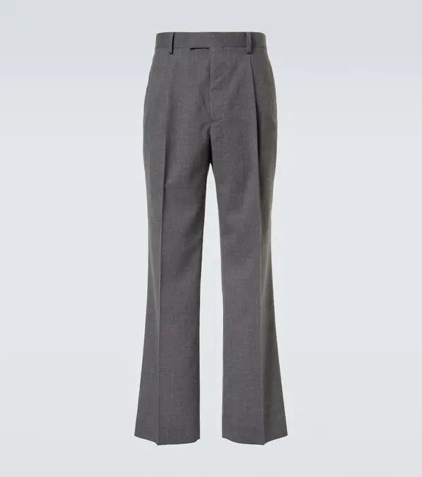 Auralee Cashmere Poplin Wide-leg Pants - Grey