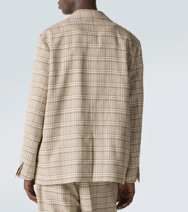 Auralee Checked Silk And Linen Tweed Jacket