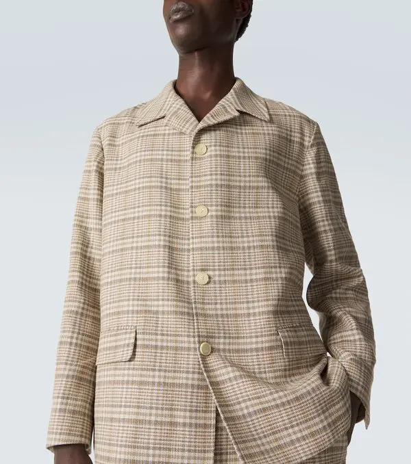 Auralee Checked Silk And Linen Tweed Jacket