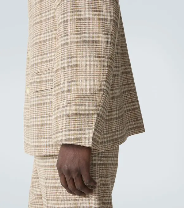 Auralee Checked Silk And Linen Tweed Jacket