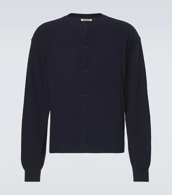 Auralee Cashmere And Cotton Cardigan - Blue