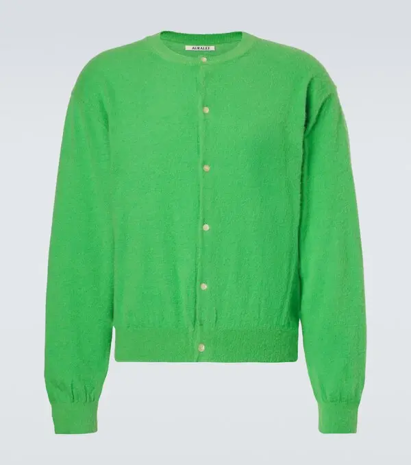 Auralee Cashmere And Cotton Cardigan - Green